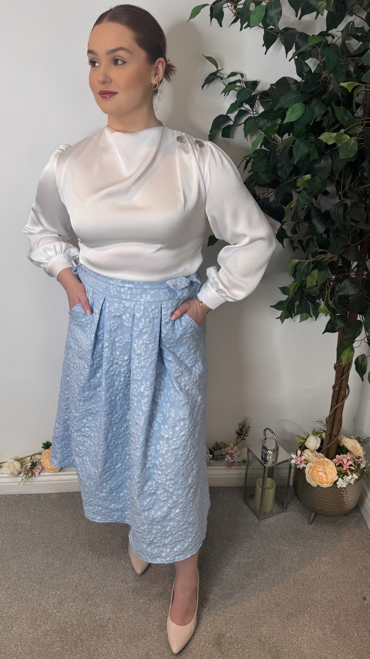 Aurora Baby Blue Skirt – Raspberry Red